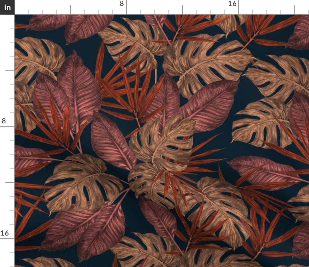 Moody Tropics Fabric Sunset Palm Leaf by Deborahpanesar Tropical Rust ...
