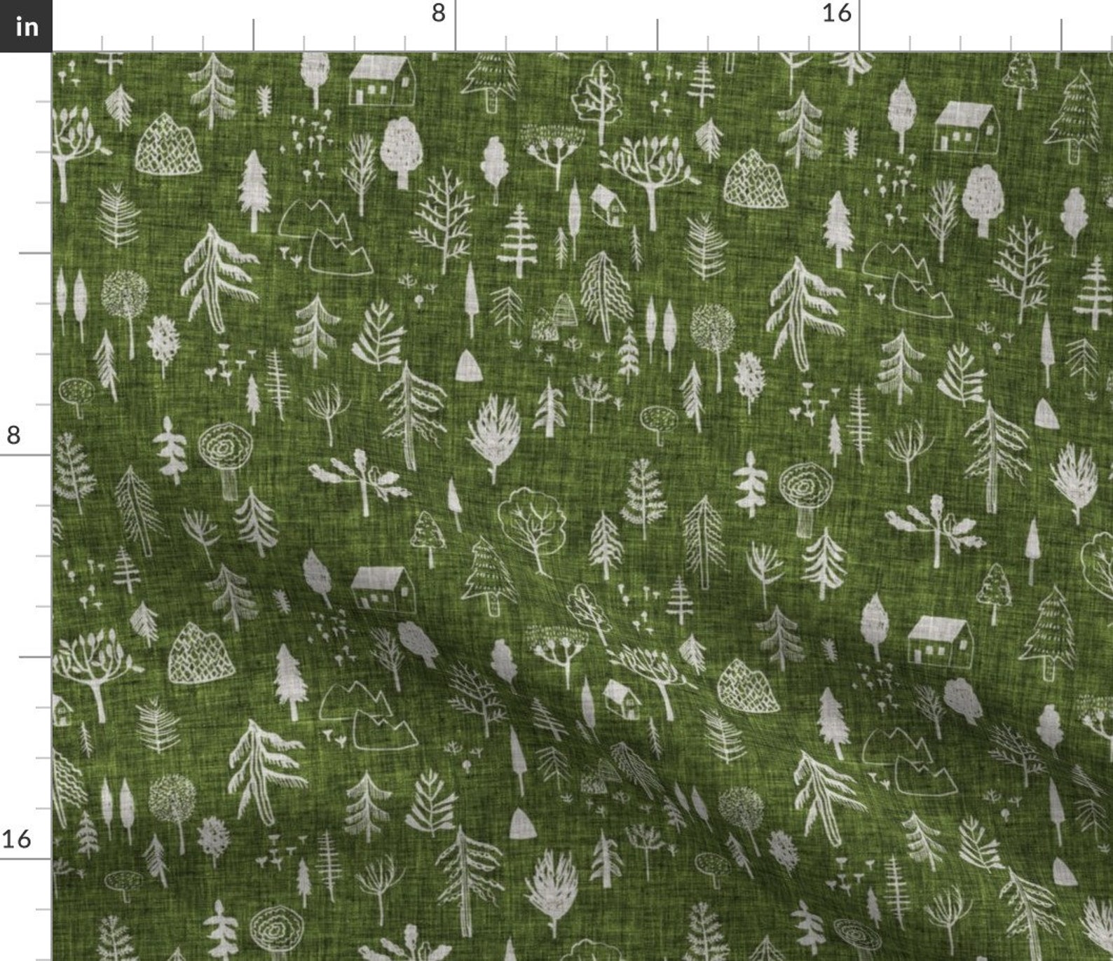 Green Forest Sketch Fabric Happy Forest green Solid Med by - Etsy