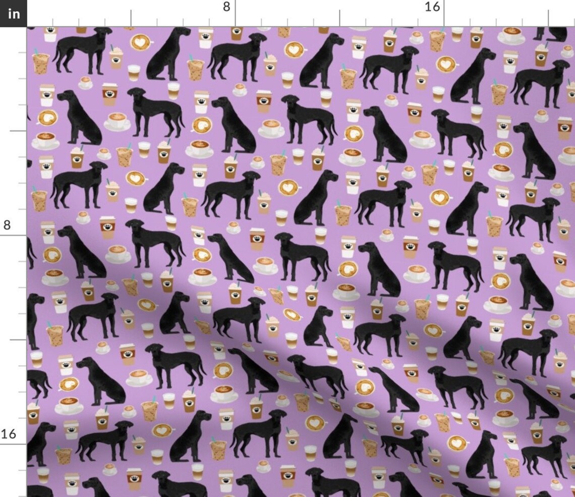 Great Dane Fabric Great Dane Black Coffee Dog Breed Fabric - Etsy