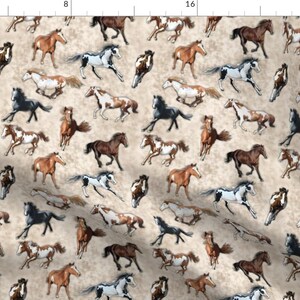 Horse Fabric horse Stampede by Bhymer Horse Stampede Cowboy Tan Brown ...