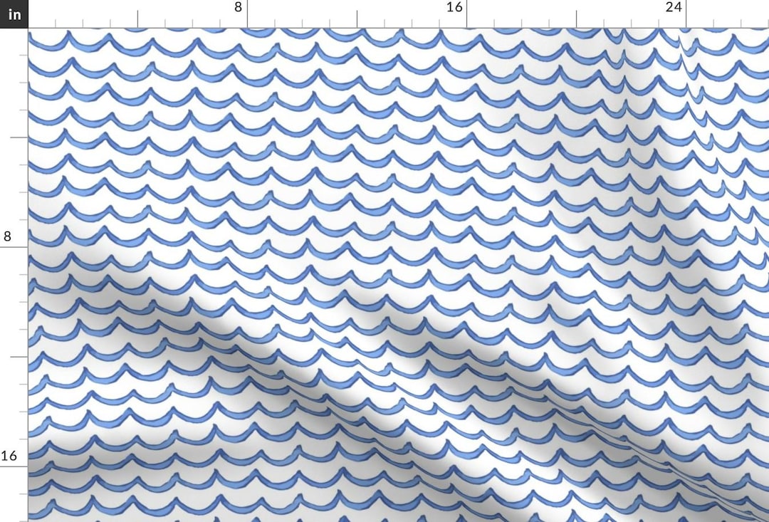 Ocean Fabric - Ocean Waves by Hipkiddesigns - Ocean Nautical White Blue ...