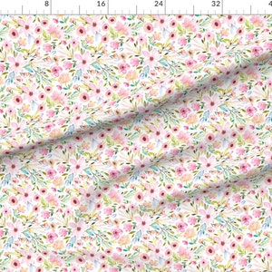 Watercolor Flowers Fabric Indy Bloom Design Mae Green C by ...