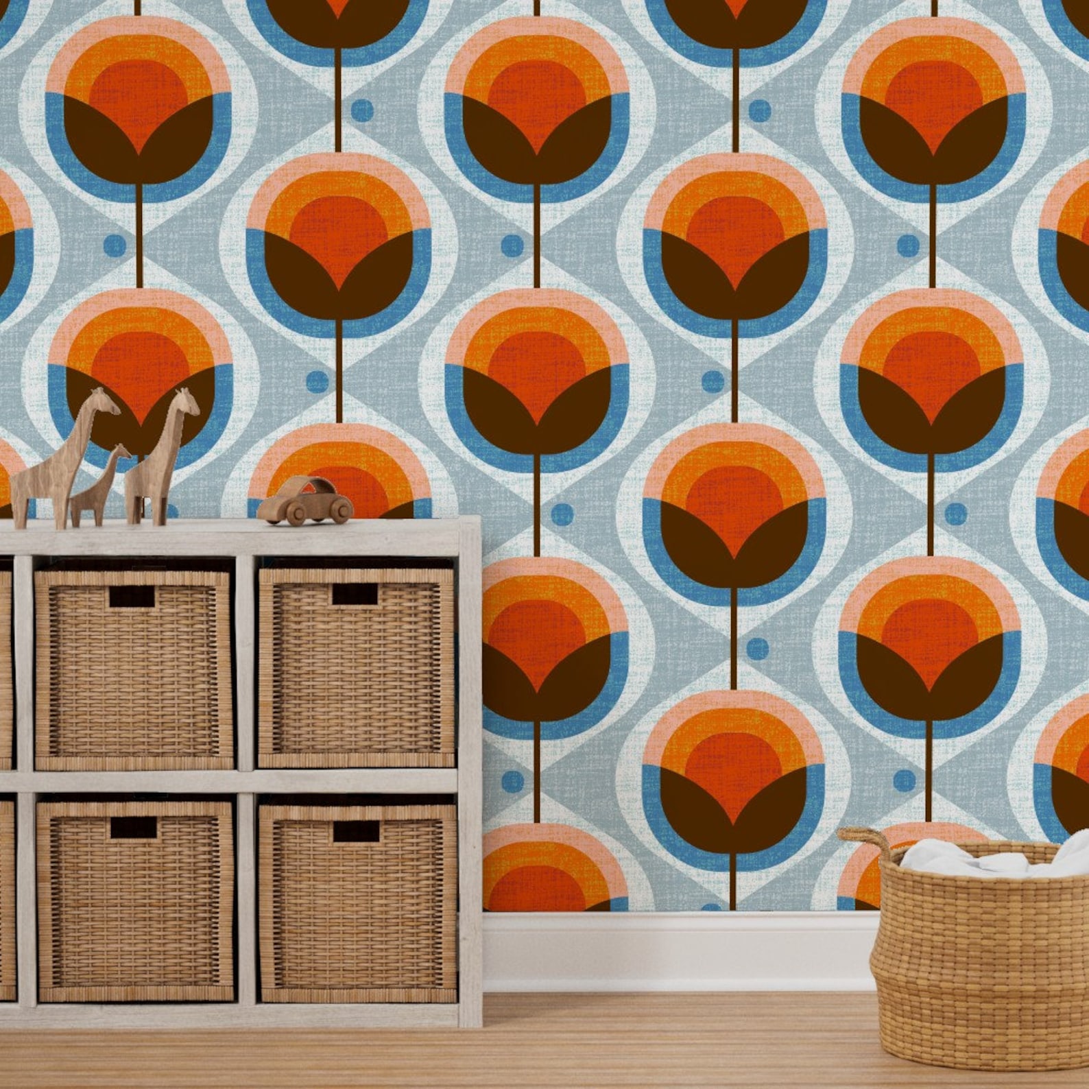 Mid Century Wallpaper Mid Century Damask by Ottomanbrim - Etsy