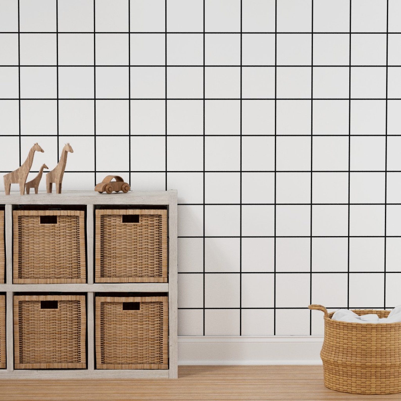 Grid Wallpaper Black and White Monochrome Grid by Sunny - Etsy