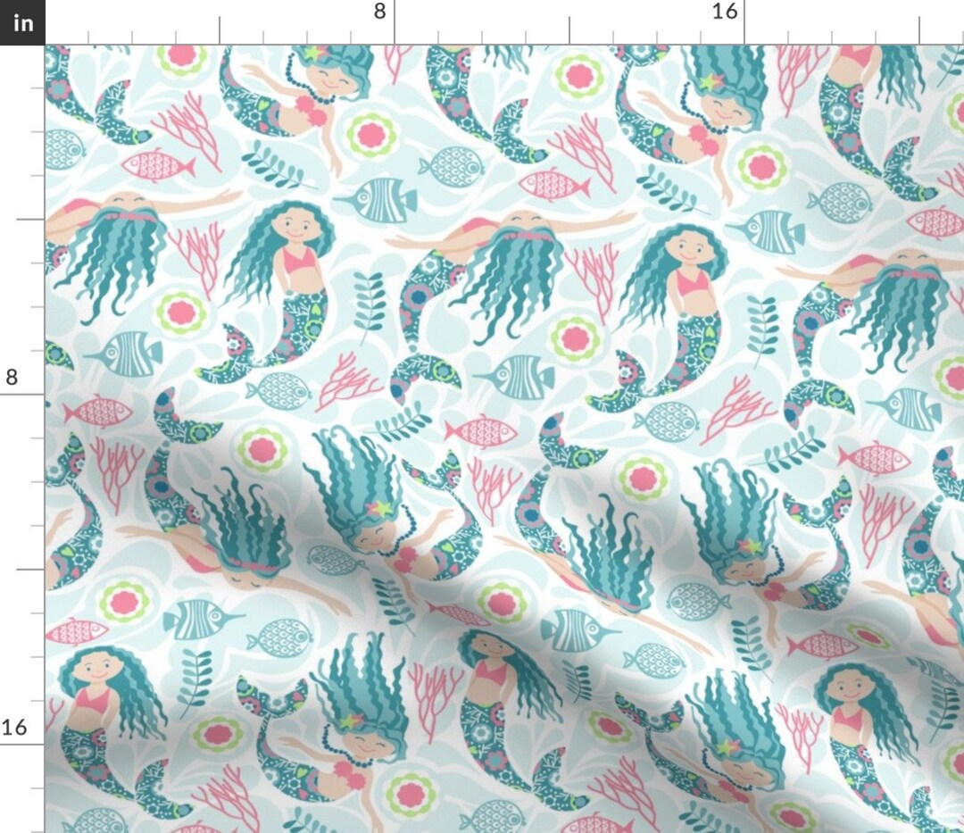 Mermaid Fabric Mermaid Sea by Cjldesigns Mermaid Whimsical Baby Girl ...