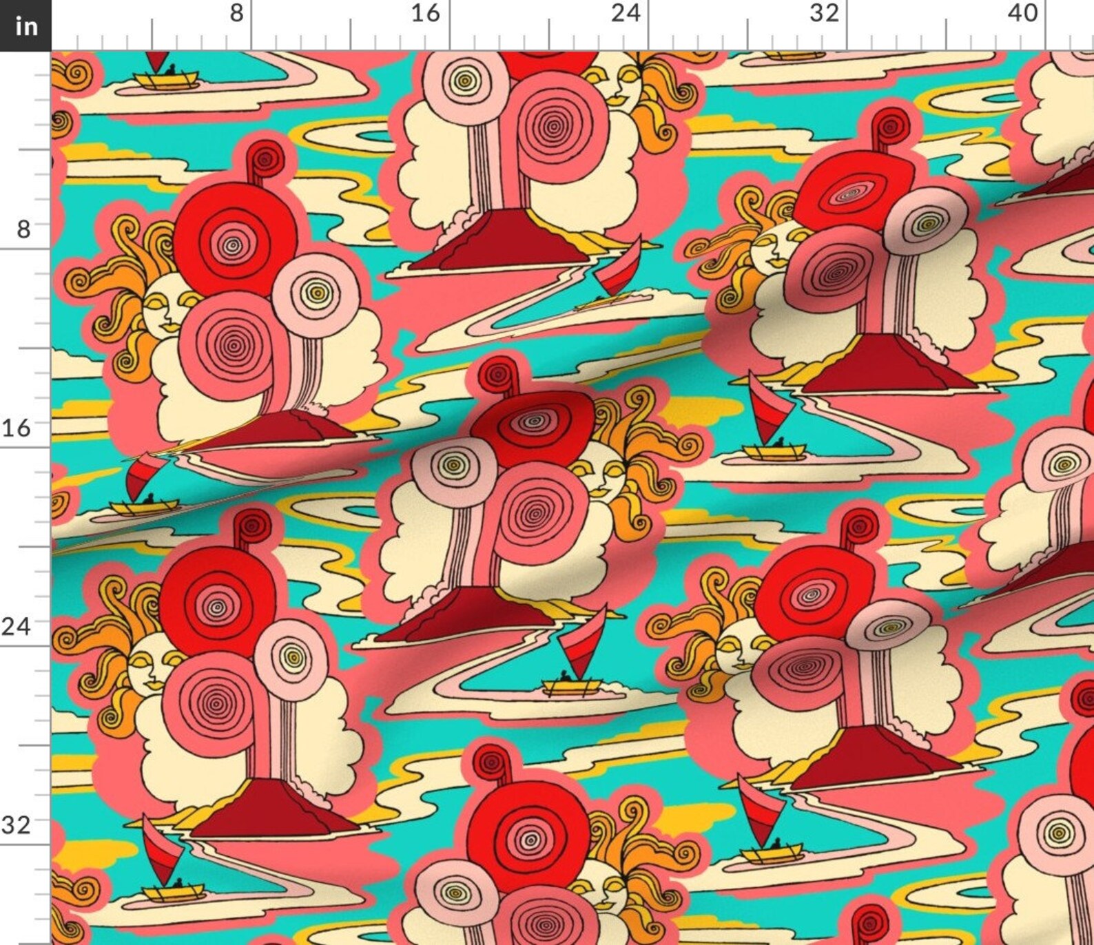 Volcano Fabric Peles Majesty by Muhlenkott Hawaiian - Etsy