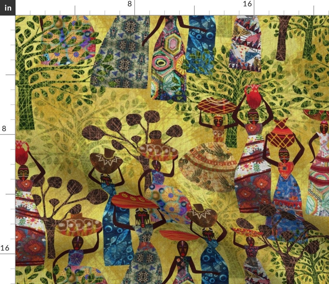Folklore Fabric Women of Africa A Tapestry of Life by - Etsy