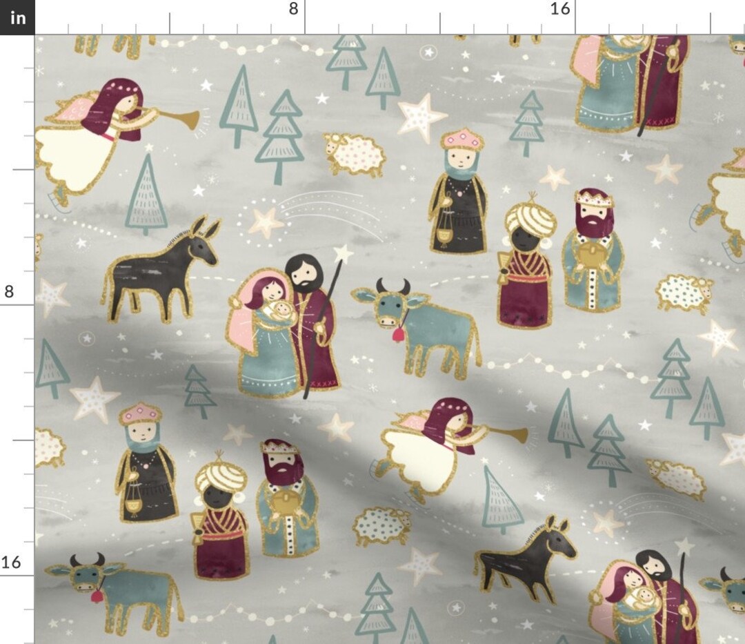 Nativity Scene Fabric Nativity the Birth of Jesus by Marketa Stengl ...