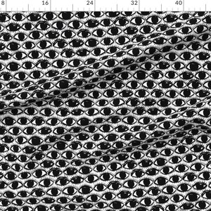 Eyes Fabric - All Eyes on You // off White by Bckueser - Black-and ...
