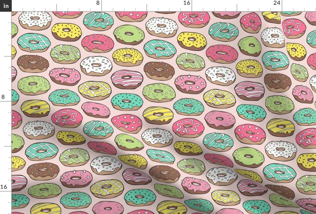 Doughnut Fabric - Donuts in Pink by Caja Design - Doughnut Cotton ...