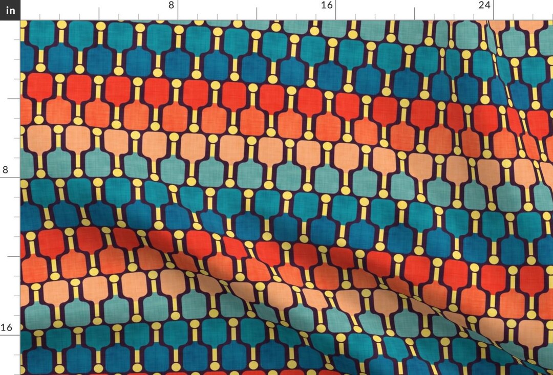 Pickleball Stripe Fabric - Vintage Pickleball by Bobbieval - Retro ...