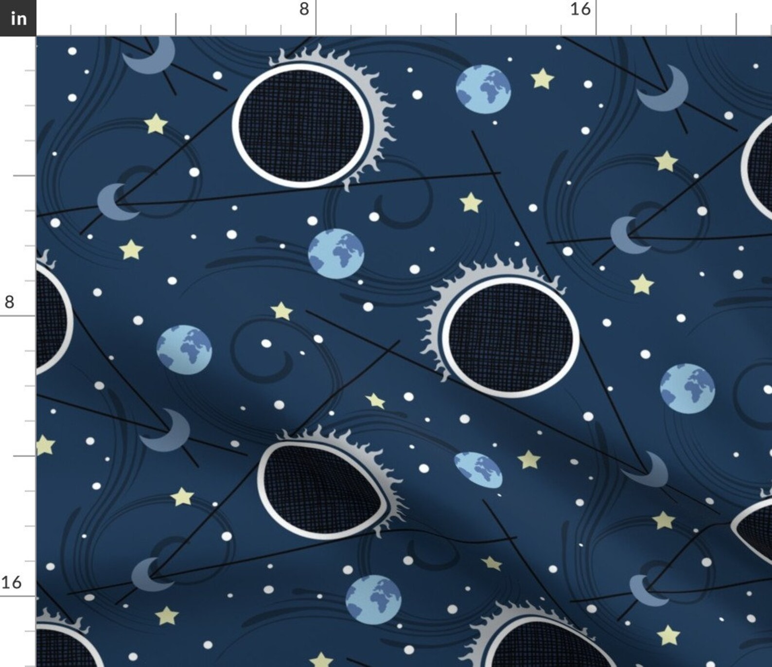 Eclipse Fabric Solar Eclipse Umbra Blue By Brainsarepretty | Etsy