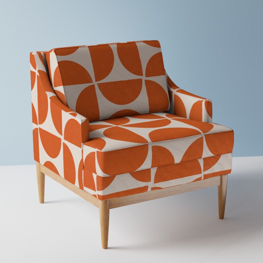 Mod Shapes Upholstery Fabric Half Moon in Orange by Latheandquill Retro ...