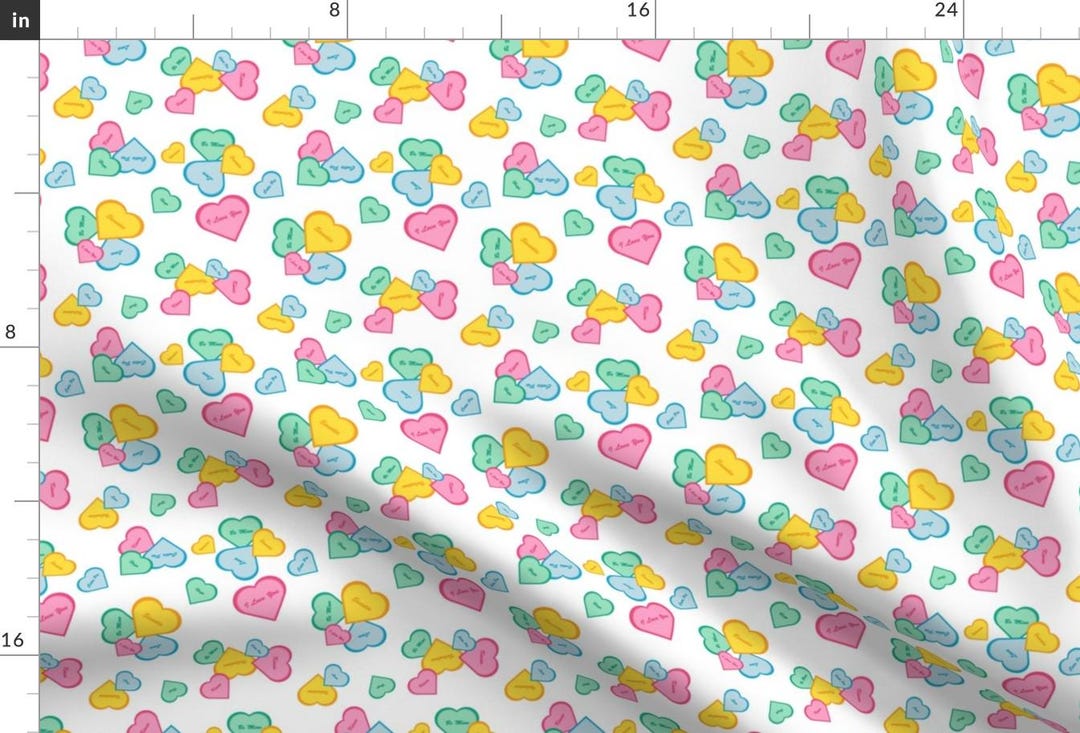 Conversation Heart Fabric - Valentines by Jjtrends - Hearts Sweetie I ...