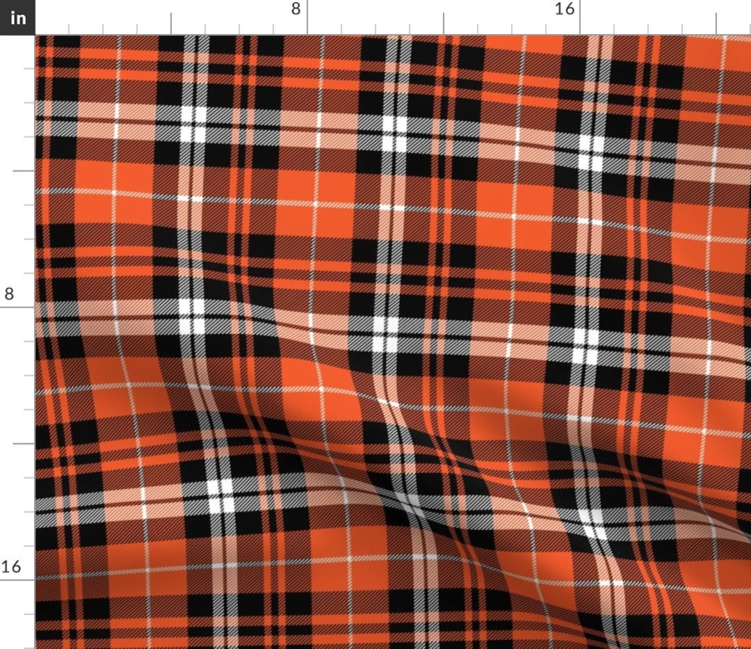 Orange Plaid Fabric Pumpkin Fall Plaid Orange,black,white by ...