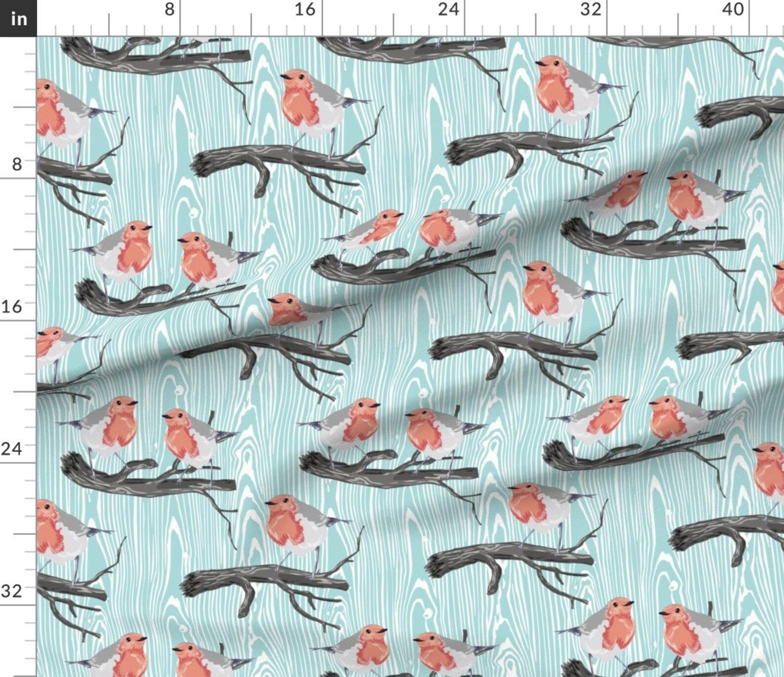 Robin Fabric Little Robins by Abbieuproot Birds Robin - Etsy