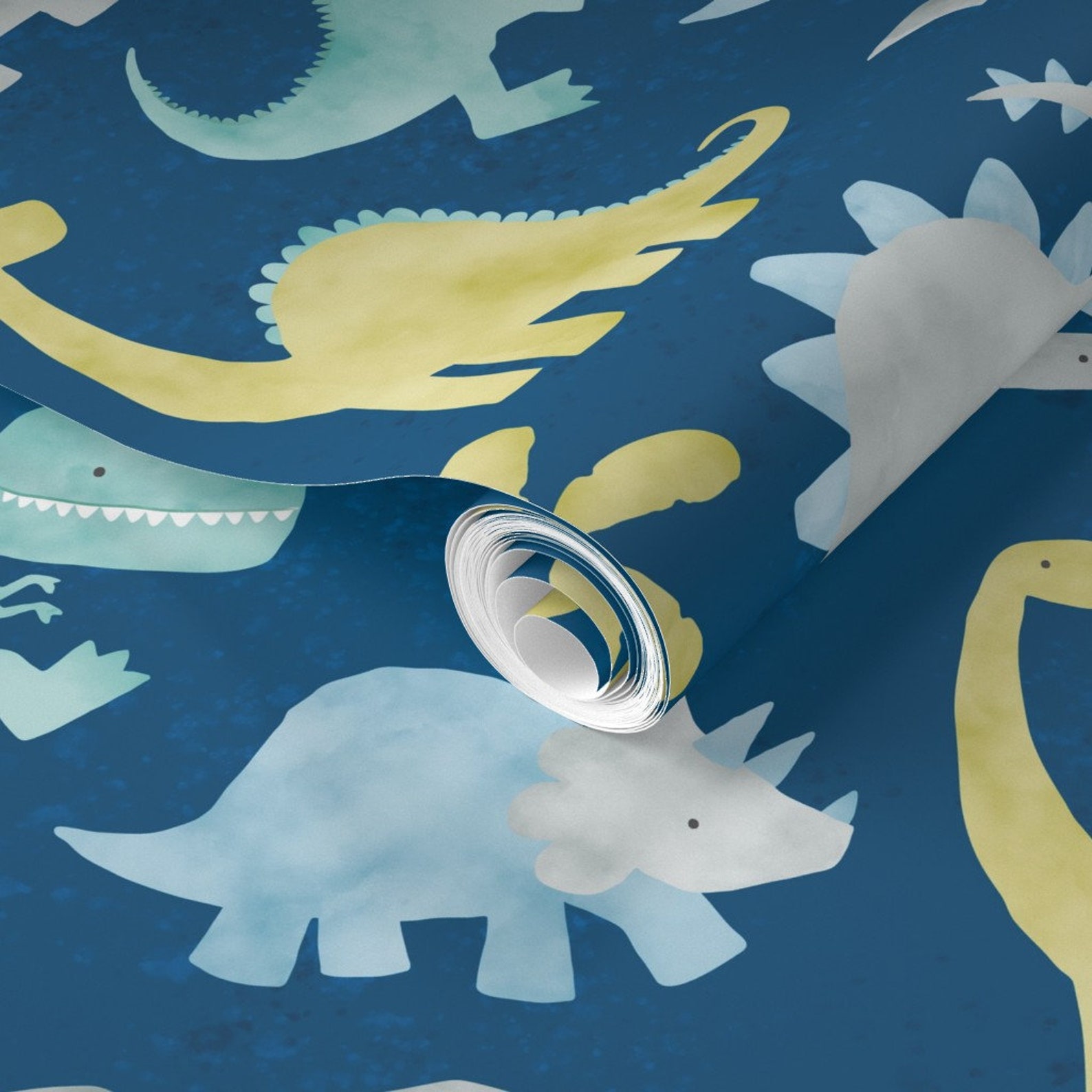 Cute Dinosaur Wallpaper Dinosaur Blue by Nick Neuman Boy - Etsy UK