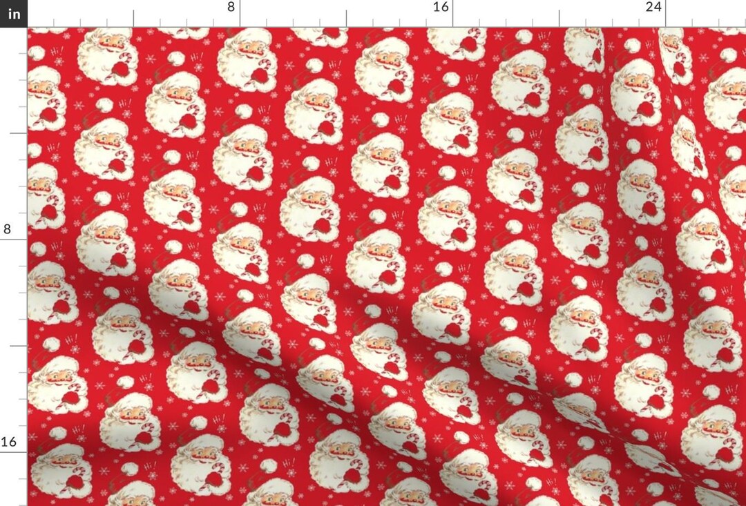 Vintage Santa Fabric Hi Santa Christmas Real Red by Parisbebe Vintage ...