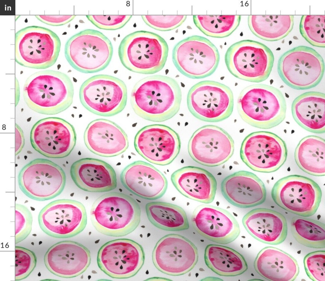 Watermelon Fabric Watermelon Watercolor Pink Green Fruit - Etsy