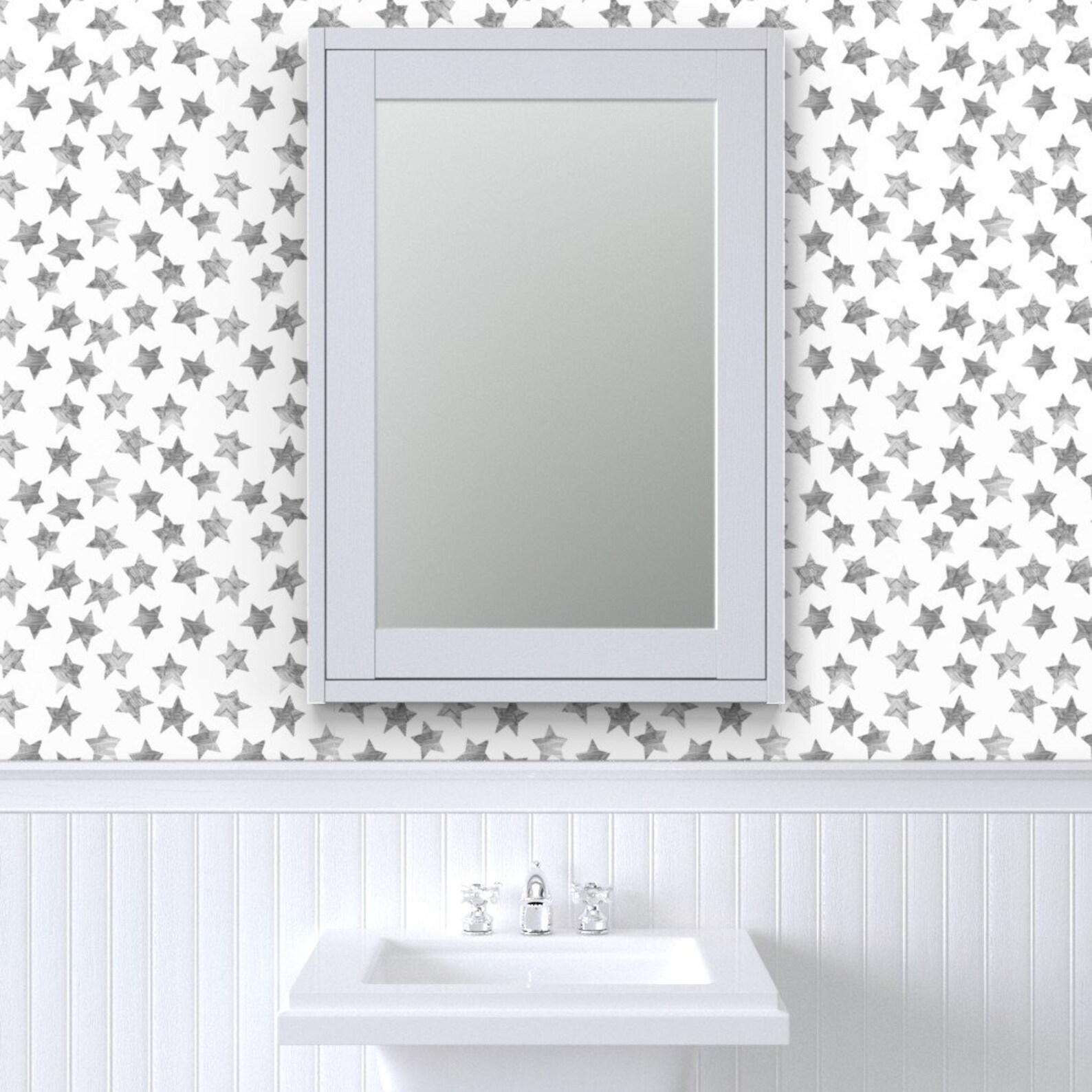 Gray Star Wallpaper Starry Watercolor Dreams in Grey by - Etsy