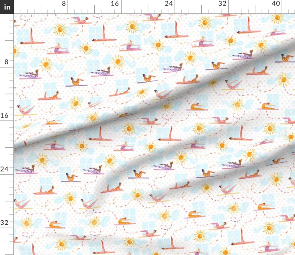 Sunshine Pilates Illustration Fabric Morning Pilates | Etsy