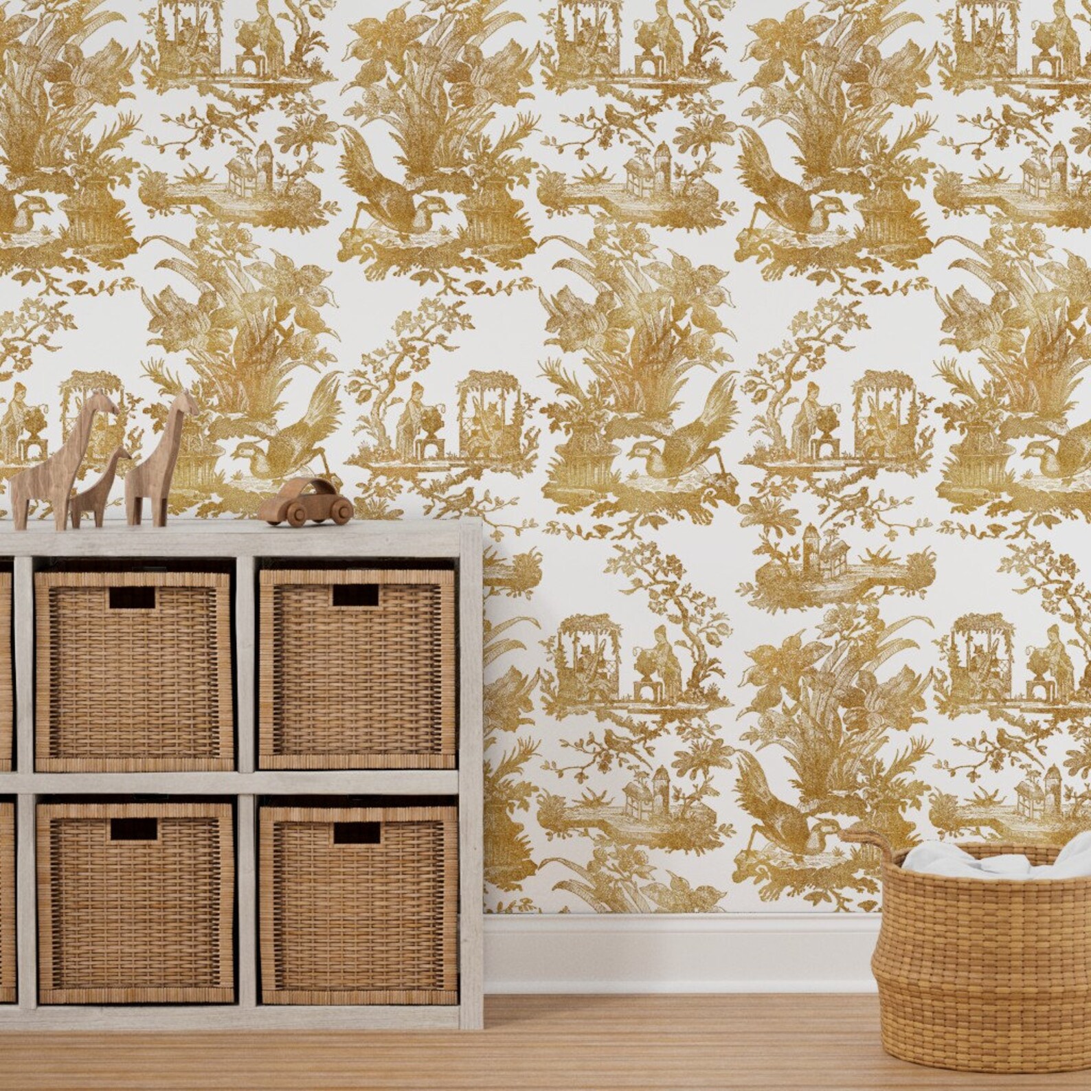 Toile Wallpaper Chinoiserie Toile by Peacoquettedesigns - Etsy