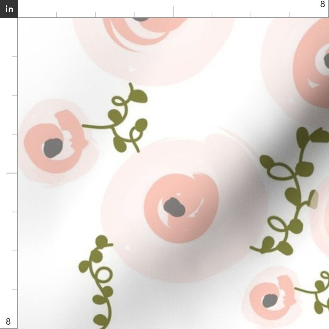 Pink Spring Flower Fabric Pale Watercolor Floral Peach | Etsy