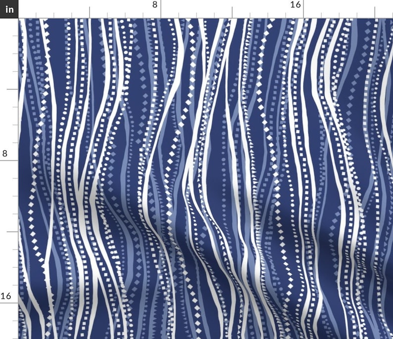 Indian River Textiles Fabric Castaways Indigo White by | Etsy