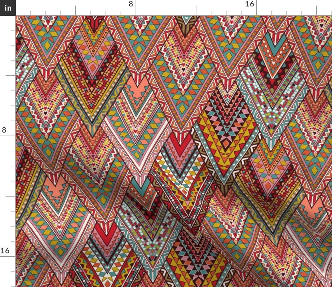 Bohemian Diamond Design Fabric Bohemian Love Geometric Pattern by ...