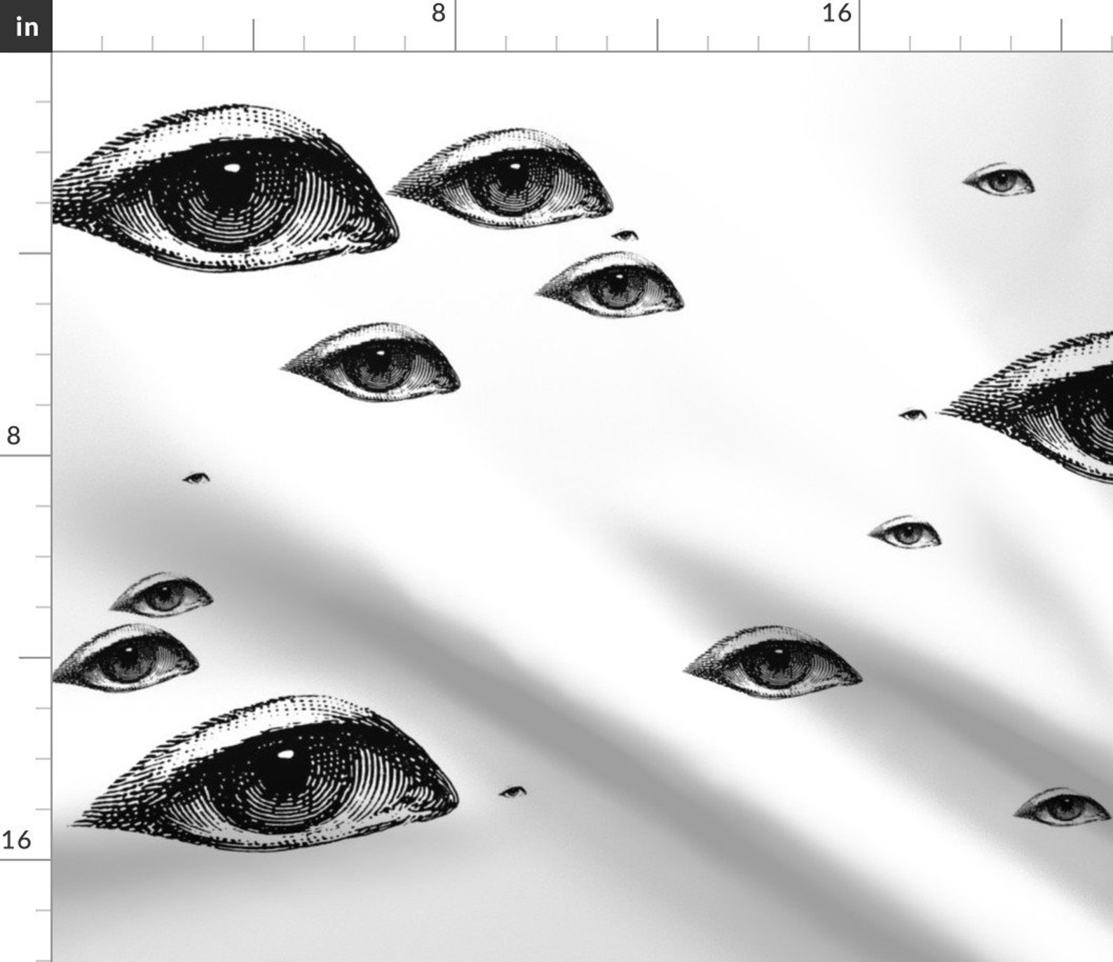 Eyes Fabric Drawn Eyes Indigo Navy on White Anatomical - Etsy