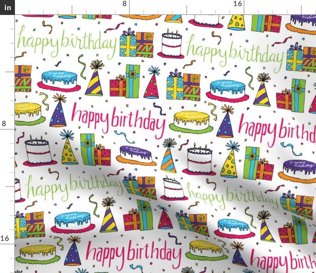 Happy Birthday Fabric Birthday by Lprspr Birthday Cake - Etsy