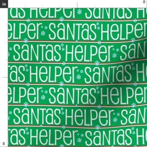Christmas Fabric Santas Helper Stripes Green, White and Red by Khaus ...