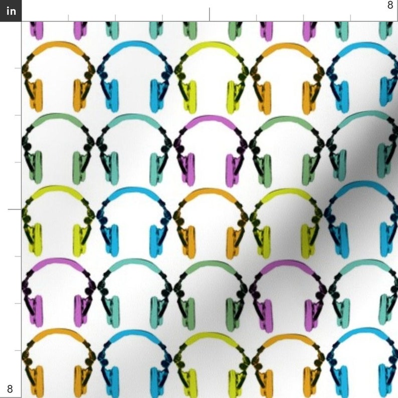 Rainbow Headphones Fabric Crank It By Beththompsonart | Etsy