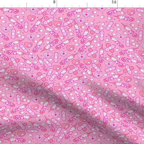 Pink Nurse Bandaid Fabric Pink Nurse Repeat With Syringes - Etsy