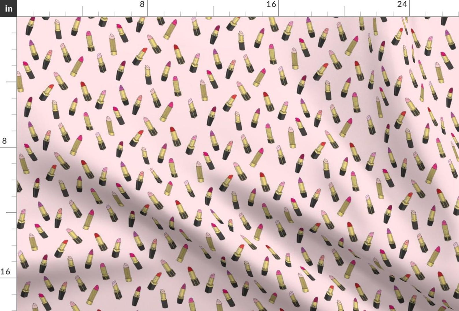 Lipsticks on Pink Fabric - Lipsticks Simple Repeat Pink by Emmakisstina ...
