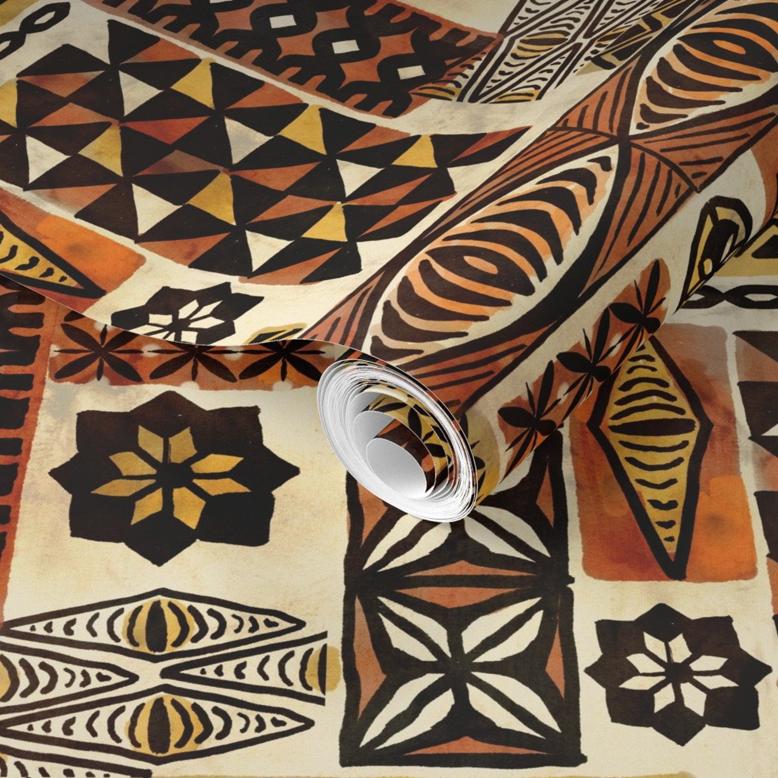 Hawaiian Tapa Wallpaper Mixed Tapa by Woodyworld Hawaiian - Etsy