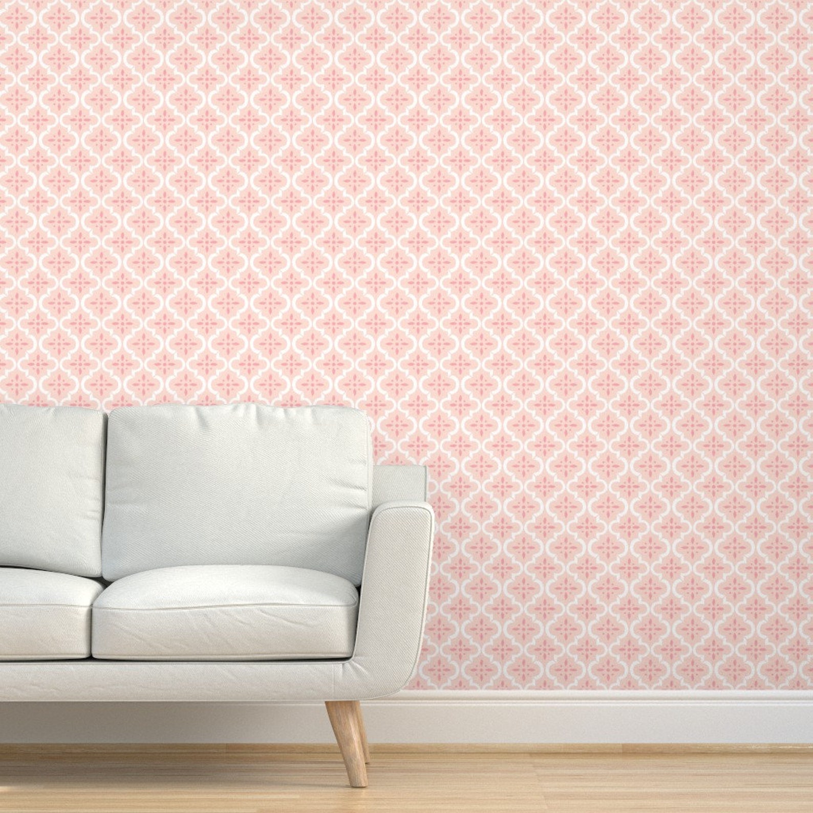 Pink Moroccan Tile Wallpaper Blush Pink Ikat Moroccan by - Etsy