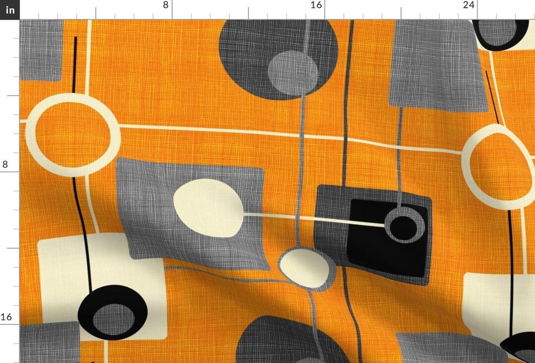 Mid Century Mod Fabric - Orbs and Squares by Chicca_besso - Orange ...
