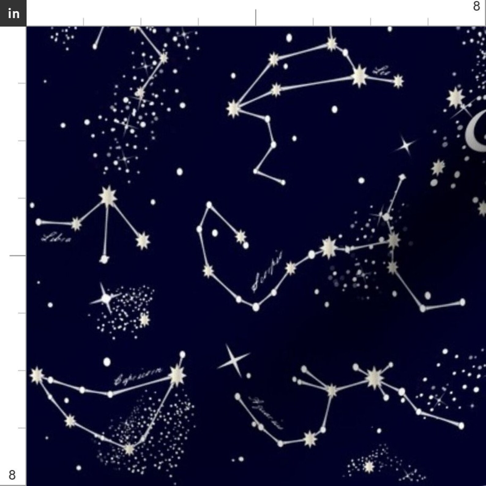 Zodiac Fabric Zodiac Constellations in Night Navy by | Etsy