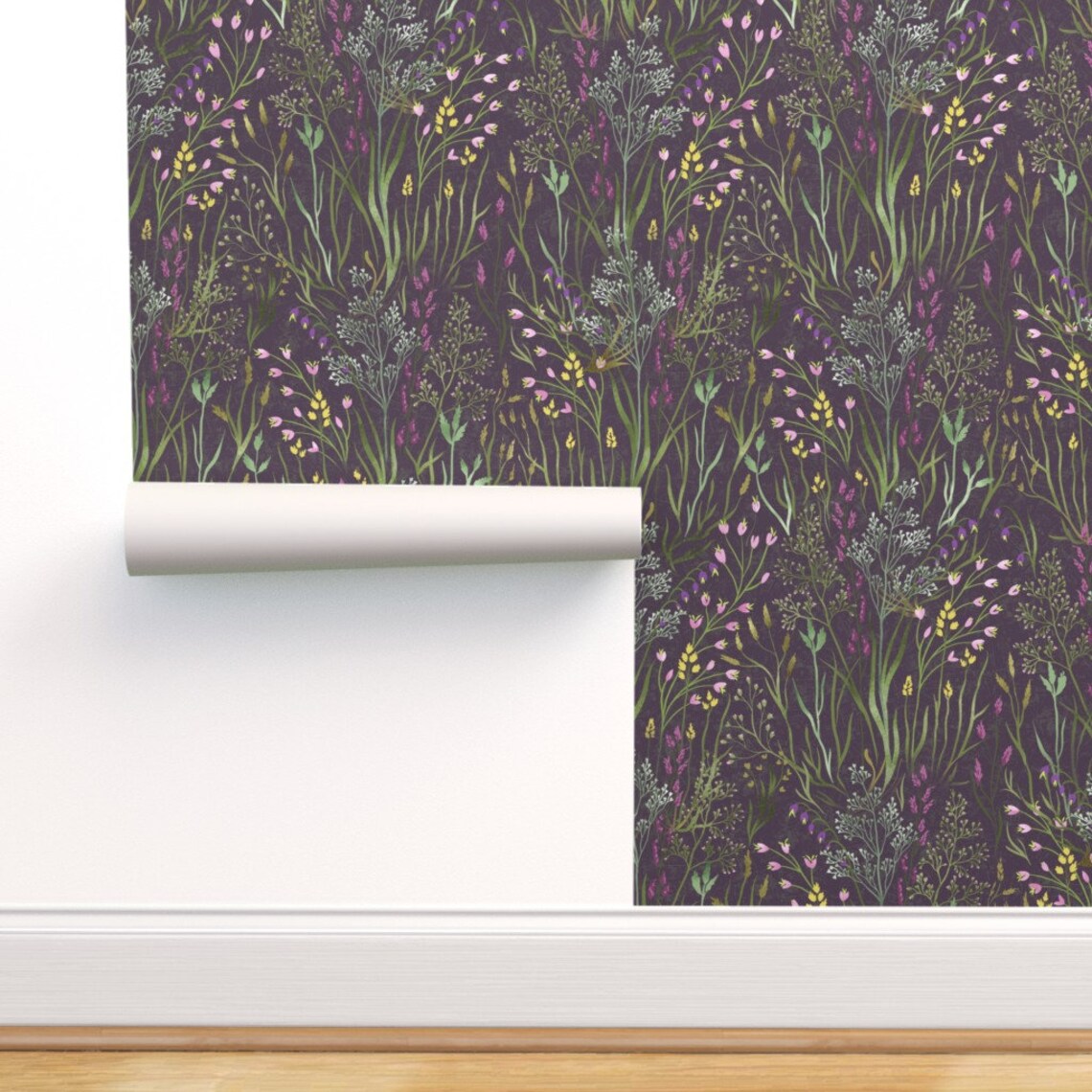Purple Grasses Wallpaper Wildgrass By Gaiamarfurt Purple | Etsy