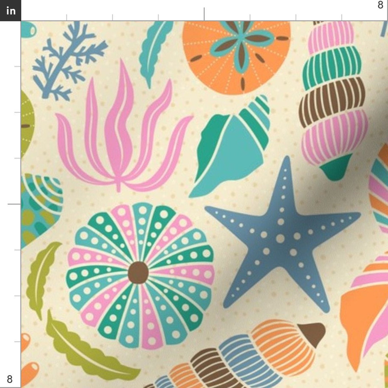 Clam Fabric Seashells In Retro Colors By Portiamonberg - Etsy España