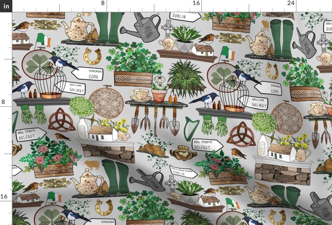 Whimsical Fabric - Irish Garden Wall by Irishvikingdesigns - Irish Home ...