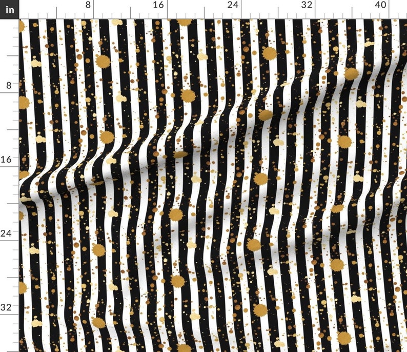 Stripes Gold Splatters Fabric Stripes Splatter Gold by | Etsy