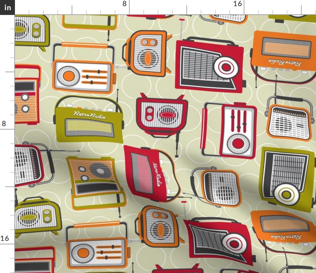 Vintage Radios Fabric Retro Radio by Cjldesigns Technology Tune Dial AM ...
