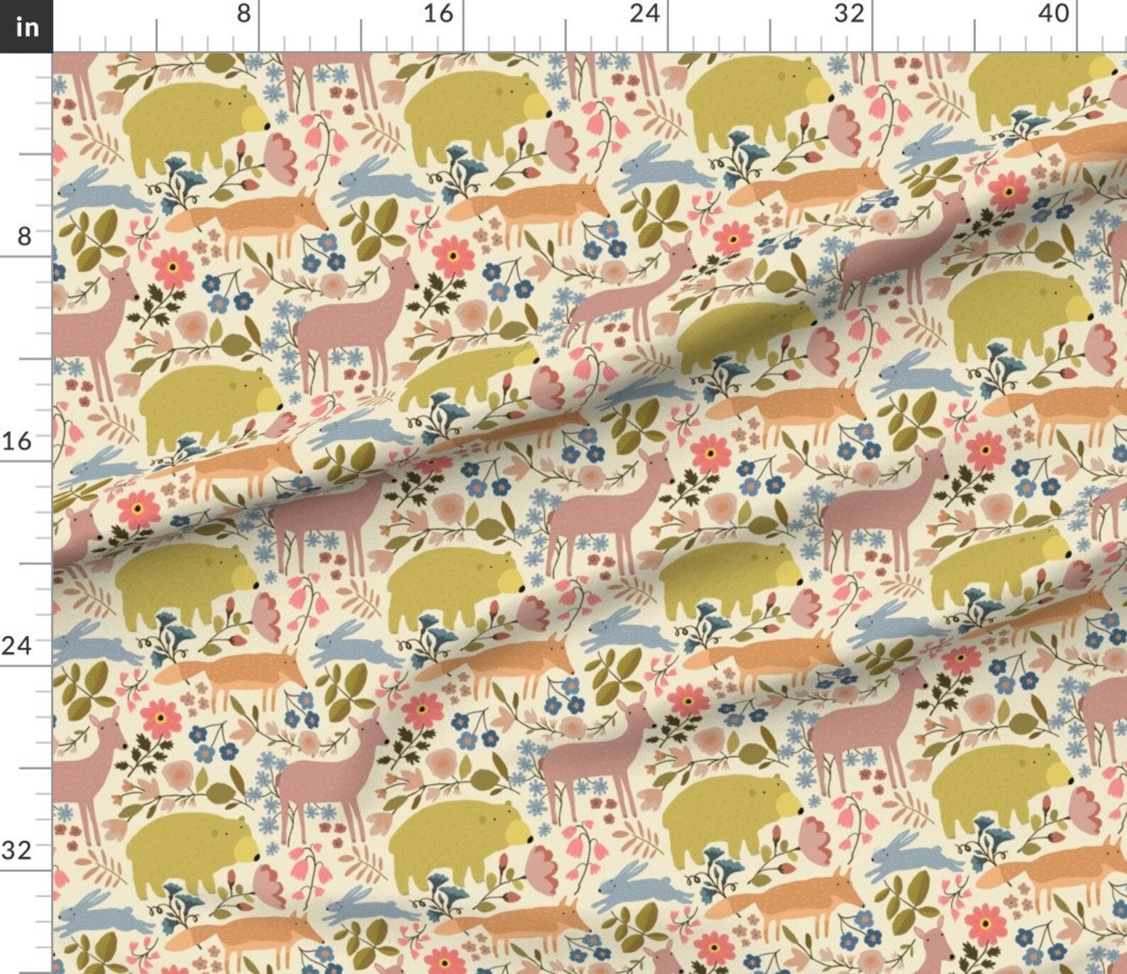 Woodland Fabric Woodland Animals by Nadinewestcott Animals - Etsy