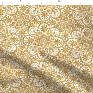 Gilt Fabric - Bourgogne Tile ~ Gilt Gold and White by ...