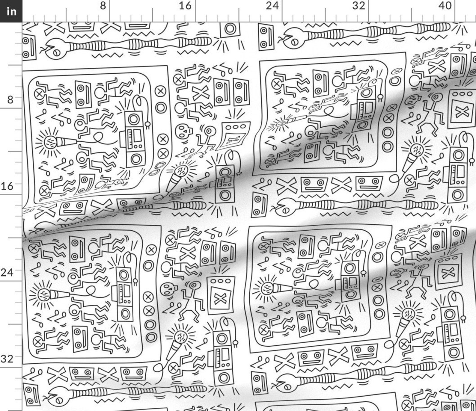 Mod Coloring Book Fabric Micro Waved Media by Retrorudolphs - Etsy