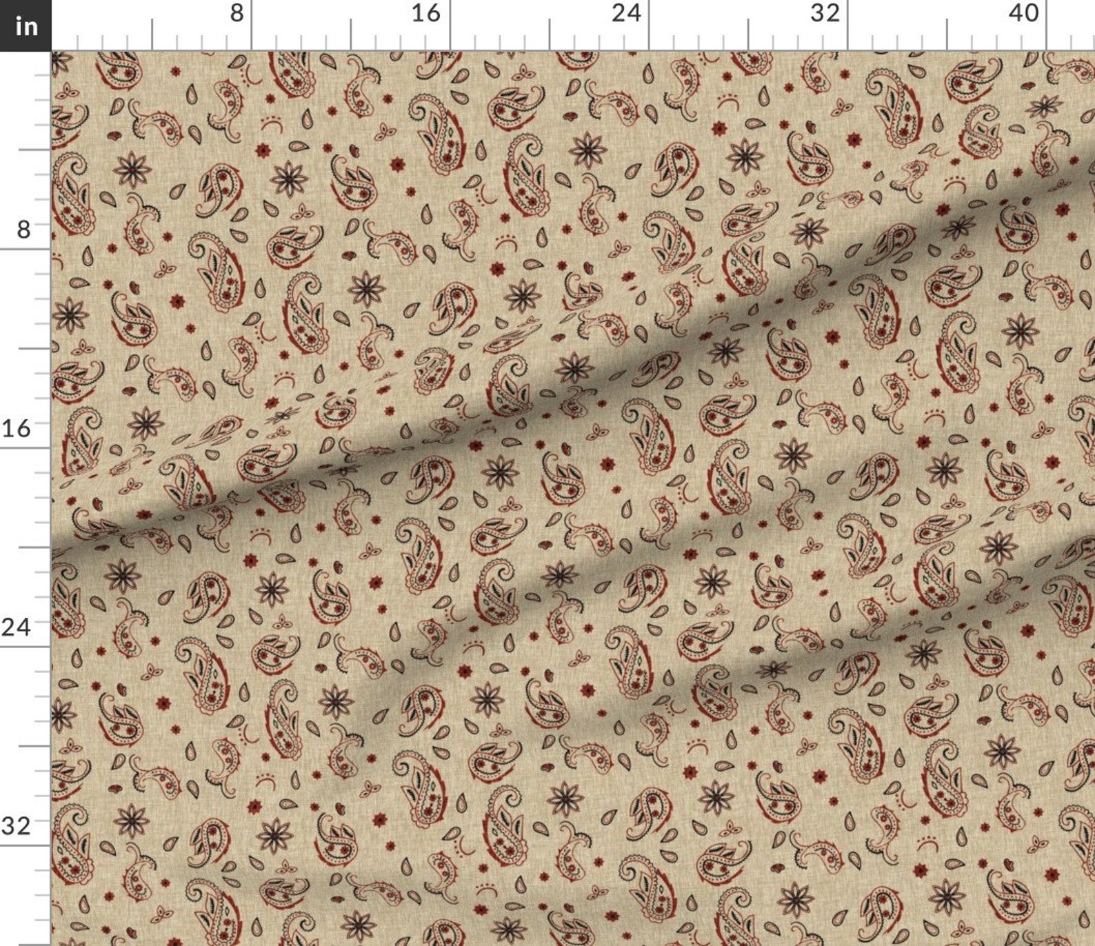 Western Fabric Western Paisley Red Rocks by Thecalvarium | Etsy