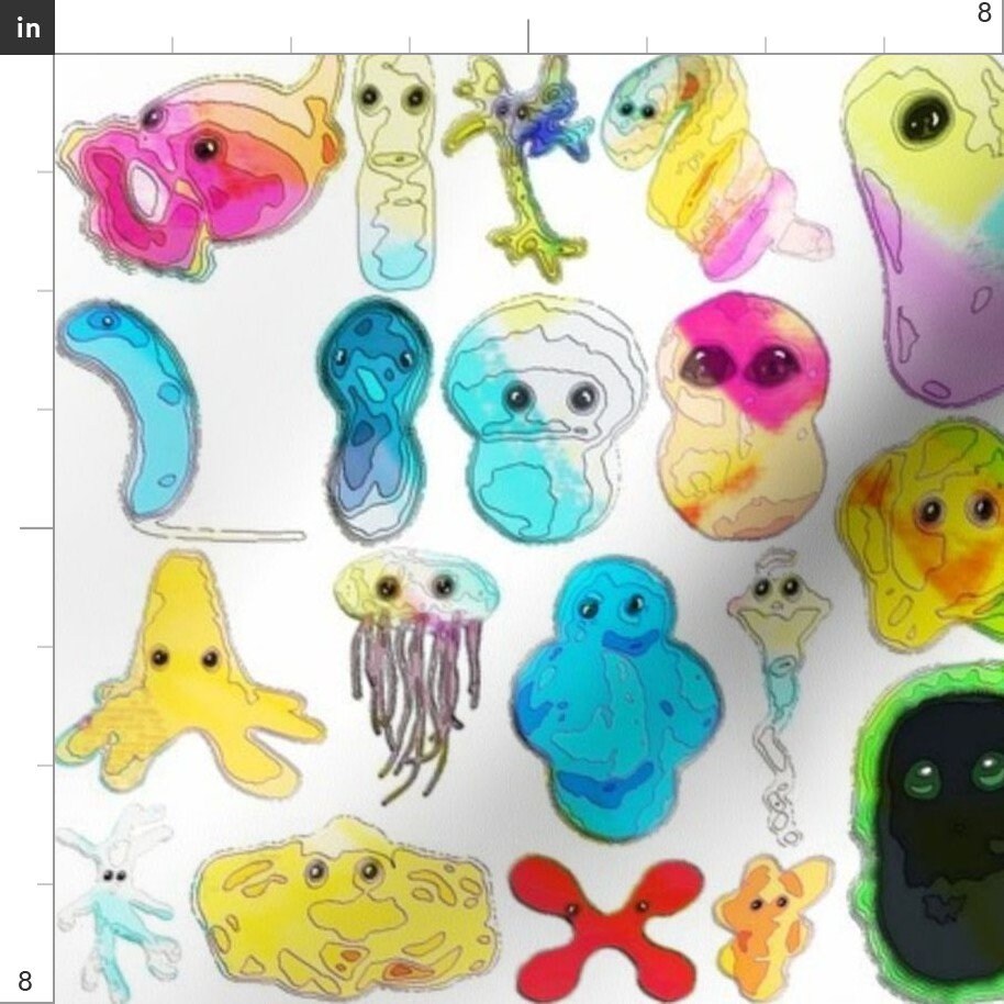 Bacteria Fabric Rainbow Microbes by Heckadoodledo School - Etsy