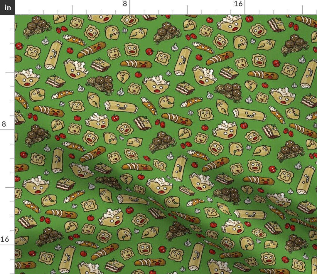 Food Fabric Pasta Party by Amber_morgan Funny Pasta Tortellini Ravioli ...